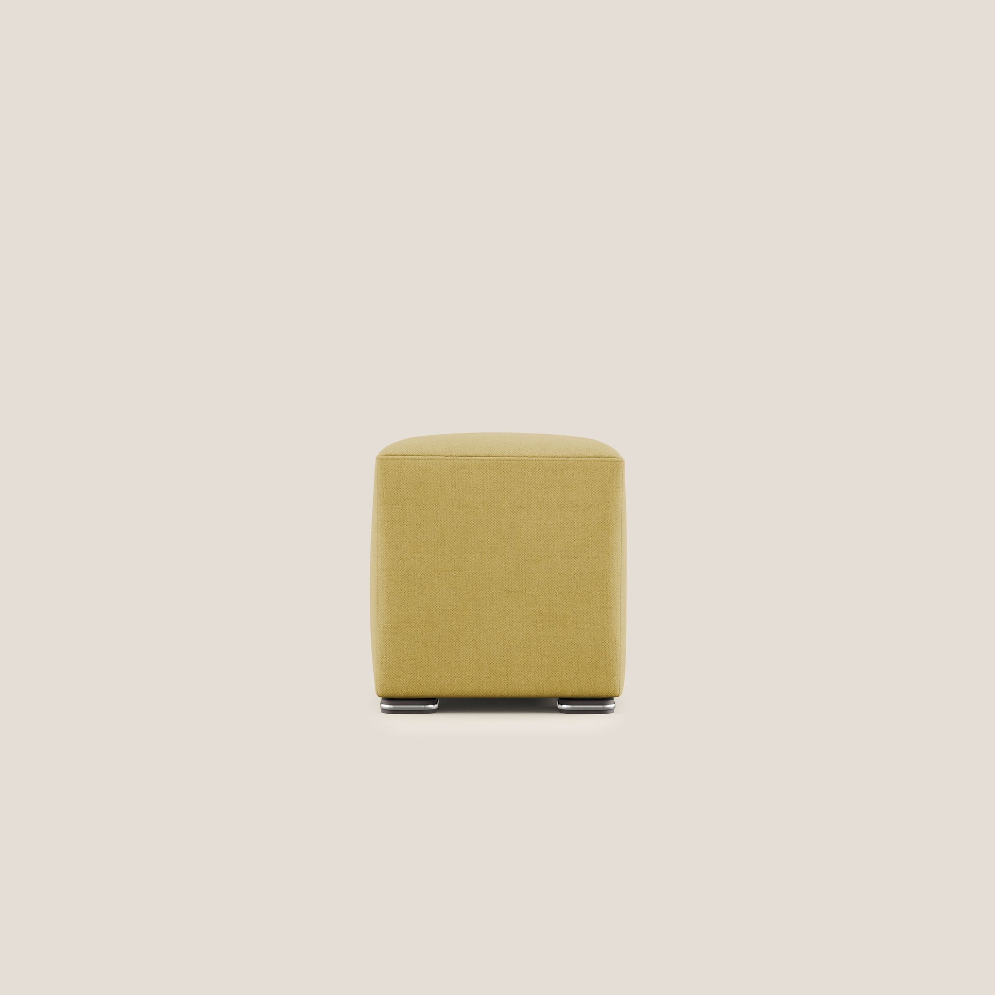 Cube pouf in tessuto morbido impermeabile T02 giallo - divani.store